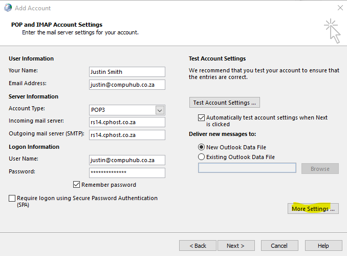 Setup your email on Microsoft Outlook